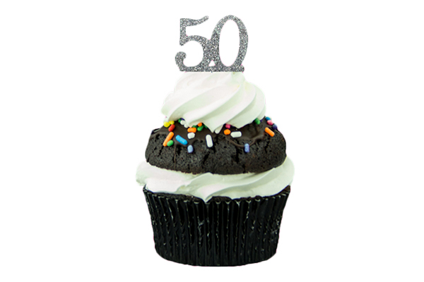 Mini Number 50 - Silver Glitter Acrylic Cake Topper - Cupcake Pick ...